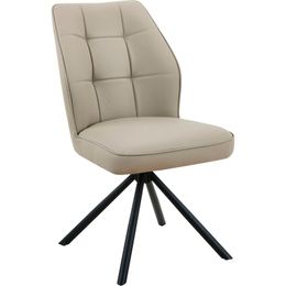 Hela 4-Fu&szlig;stuhl &raquo;BRAGA&laquo; () 1 Stk.XL Sitzbreite, 360&deg; drehbar mit Auto-Return, Echtleder beige Leder, Metall, Stoff B/H/T: 50,5cm x 90cm x 68cm, 1 Stk.