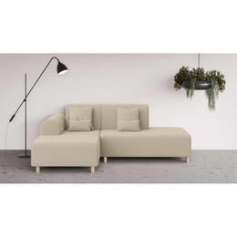 OTTO home Ecksofa &raquo;Suyala&laquo; L-Form mit Hocker grau 100% Polyester B/H/T: 258cm x 85cm x 168cm, Struktur, Recamiere links, ohne Hocker