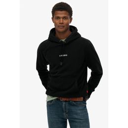 Superdry Herren Kapuzensweatshirt &raquo;MICRO LOGO FLEECE HOOD&laquo;, aus angerauter Sweatware, Loose Fit, mit Kordelverschluss schwarz XL