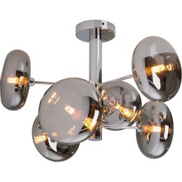 N&auml;ve n&auml;ve Deckenleuchten &raquo;Orion&laquo; G9 1 Stk. Glasschirme, 6flg. G9, exkl. Leuchtmittel, chrom-smokey, D: 53cm silber 6, &Oslash; 53cm H: 38cm, 1 Stk.