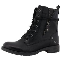 Mustang Shoes Damen Winterstiefelette &raquo;Elfi&laquo; Winterstiefel mit Rei&szlig;verschluss und markanter Schn&uuml;rung schwarz 37