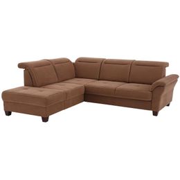 OTTO home Ecksofa &raquo;Solvei L-Form&laquo; wahlweise auch mit Kopfteilverstellung und Schlaffunktion, Federkern braun Luxus-Microfaser Lederoptik (100% 
