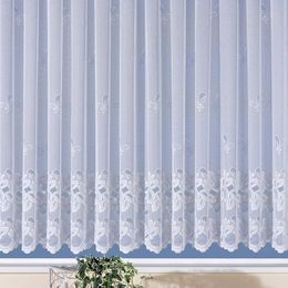 Weckbrodt-Gardinen Gardine &raquo;Basel&laquo; Kr&auml;uselband 1 Stk. tlg. Jacquard, strukturiert, halbtransparent, Allover,Motiv, Bord&uuml;re, Store wei&szlig; Jacquard, Obermaterial: 100% 