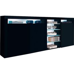 borchardt M&ouml;bel borchardt M&ouml;bel Highboard &raquo;Santa F&eacute;, Sideboard mit eleganten Glasb&ouml;den, Breite 200 cm&laquo; Breite 200 cm schwarz Holzwerkstoff B/H/T: 200cm x 89cm x 35cm,
