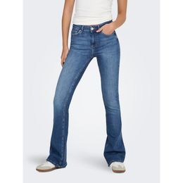Only Damen Only Bootcut-Jeans &raquo;ONLBLUSH &ndash; Bootcut-Jeans mit Mid Waist f&uuml;r bequeme Silhouette&laquo; Abriebeffekte, modisch, bootcut fit, Eingrifftaschen, 