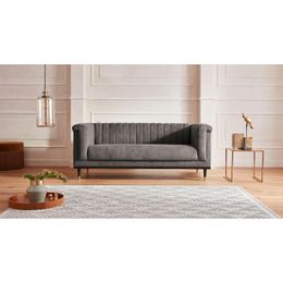 Home Affaire 2-Sitzer &raquo;Chamby&laquo; mit Holzrahmen unten und Steppung im Lehnenbereich grau Luxus-Microfaser Lederoptik (100% Polyester), Scheuertouren: 