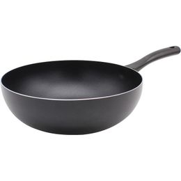Kr&uuml;ger Wok &raquo;Aluminium Wokpfanne, 28 cm&laquo; Aluminiumguss 1 Stk. tlg. f&uuml;r Induktions-Kochfelder geeignet schwarz &Oslash; 28cm + H&ouml;he 9cm