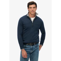 Superdry Herren Strickpullover &raquo;ESSENTIALS COTTON HALF ZIP&laquo; blau L