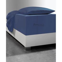 Fleuresse Spannbettlaken &raquo;Comfort XL&laquo; Mako-Jersey, f&uuml;r Matratzen bis 40 cm H&ouml;he, Bettlaken, Spannbetttuch blau Mako-Jersey, Obermaterial: 96% 