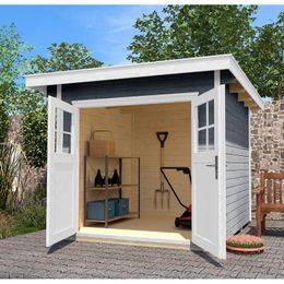 Weka Gartenhaus &raquo;179 Gr.3&laquo; grau Massivholz Fu&szlig;boden im Gartenhaus, ohne Dacheindeckung