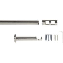 GOOD LIFE Vorhangstange &raquo;Cartucho&laquo; &Oslash; 20 mm 1 l&auml;ufig-l&auml;ufig Fixma&szlig; silber Metall B/L: 120cm &Oslash; 20mm, 1 l&auml;ufig
