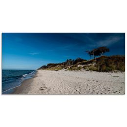 Artland Glasbild &raquo;Am Weststrand- Ostsee - Darss&laquo; Strand 1 Stk. tlg. in verschiedenen Gr&ouml;&szlig;en blau B/H/T: 60cm x 30cm, Glasbild Strand Querformat, 1 Stk.