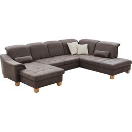 Die PlanBar Wohnlandschaft &raquo;PP-LA23145 U-Form&laquo; inkl. Kopfpolsterverstellung, Federkernpolsterung braun 100% Polyester B/H/T: 341cm x 88cm x 243cm, 