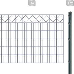 Arvotec Doppelstabmattenzaun &raquo;EXCLUSIVE 120 zum Einbetonieren "Karo" mit Zierleiste&laquo; Zaunh&ouml;he 120 cm, Zaunl&auml;nge 2 - 60 m grau Kunststoff, Stahl H/L: 120cm x 