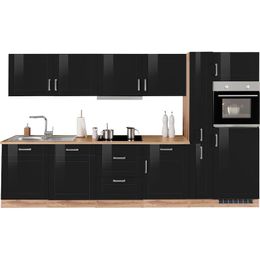 KOCHSTATION K&uuml;chenzeile &raquo;KS-Tinnum&laquo; mit E-Ger&auml;ten, Breite 330 cm schwarz B/H/T: 330cm x 60cm,mit Induktion
