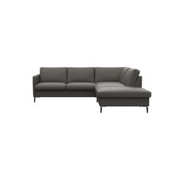 FLEXLUX Ecksofa &raquo;Fiore, L-Form&laquo; schmale Armlehnen, F&uuml;&szlig;e Alu/schwarz, B/T 234/225cm, Kaltschaum im Sitz grau 100% Echteder B/H/T: 234cm x 85cm x 225cm,