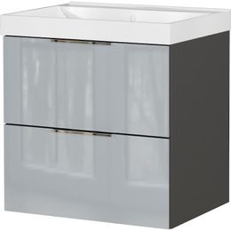 Germania Waschtisch &raquo;Bisbee&laquo; 1 Stk. tlg. Waschtisch mit Glasfront in verschiedenen Breiten grau Glas, Holzwerkstoff 60er Breite eckig, B/H/T: 60cm x 