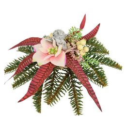 OTTO home Kunstblume &raquo;Tannen-Aufleger mit Poinsettia und Engel&laquo; Dekorativer Tannenzweigkranz mit Poinsettia-Bl&uuml;te und Engelfigur bunt B/H/L: 28cm x 