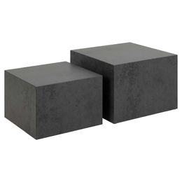 ACTONA GROUP Couchtisch &raquo;Dice&laquo; Set, Im Set 2 St&uuml;ck, 2 Stk. tlg. Couchtischsatz, Schwartz Ocean rau Papier, 2 stk, 58x58x40cm grau B/H/T: 58cm x 40cm x