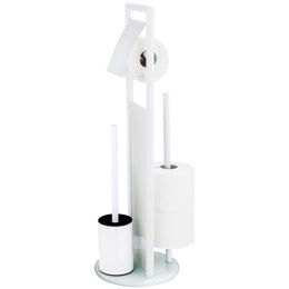 Wenko WC-Garnitur &raquo;Ravina&laquo; aus Edelstahl Sicherheitsglas Stand WC-Garnitur, Toilettenpapierhalter, Rollenhalter & WC-B&uuml;rste wei&szlig; Edelstahl, 