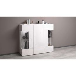 OTTO home Highboard &raquo;Egypt, Highboard, Hochschrank, Hochkommode, Vitrine&laquo; mit 3 T&uuml;ren davon 2 mit Glaseinsatz,kompl. Hochglanz lack.,Breite 135 wei&szlig; B