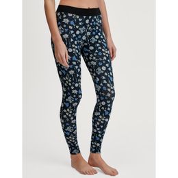 Calida Damen Calida Leggings &raquo;Elastic Trend&laquo; floraler Print, Baumwollmix, weicher elastischer Bund, bequem schwarz XS (36/38), N-Gr
