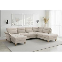Sit & More sit&more Wohnlandschaft &raquo;Pamela U-Form, B: 292 cm, optional Schlaffunktion & Armteilverstellung&laquo; mit Federkern und Liegefl&auml;che aus Originalstoff beige