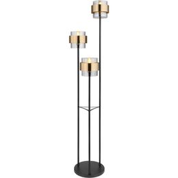 Globo LIGHTING Stehlampe &raquo;MILLEY&laquo; E27 1 Stk. Stehleuchte/Glas/Messingring/Wohnzimmer/Schlafzimmer/Flur schwarz 1 Stk.
