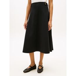 Tommy Hilfiger Damen A-Linien-Rock &raquo;GOLD BUTTON MIDI SKIRT&laquo; mit Zierkn&ouml;pfen schwarz M (40)