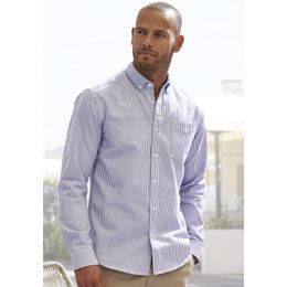 H.I.S. H.I.S Herren Langarmhemd &raquo;Regular-fit&laquo; Oxfordhemd langarm mit Button-down-Kragen aus reiner Baumwolle schwarz-wei&szlig; L (41/42), N-Gr