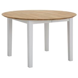 Home Affaire Esstisch &raquo;Time Massivholz FSC Holztisch&laquo; Durchmesser 120 cm, mit Auszugsfunktion, K&uuml;chentisch, Bestseller wei&szlig; B/H/T: 120cm x 75cm x 