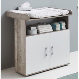 Arthur Berndt Babyzimmer-Komplettset &raquo;Jugendzimmer-Set &raquo;Kilian&laquo; 4-teilig&laquo; 4 Stk. tlg. Platinum Oak/ Wei&szlig; Nachbildung transparent ohne Matratze, B/H: 
