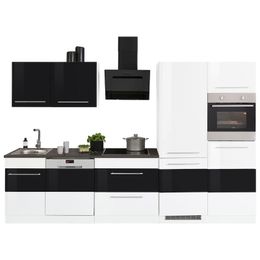 KOCHSTATION K&uuml;chenzeile &raquo;KS-Trient&laquo; Breite 310 cm, wahlweise mit E-Ger&auml;ten, mit Arbeitsplatte wei&szlig; B/H/T: 310cm x 60cm,mit E-Ger&auml;ten