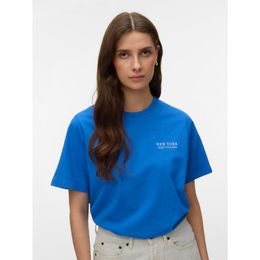 V&eacute;ro Moda Vero Moda Damen Kurzarmshirt &raquo;VMYVONNE CATY SS TOP BOX JRS&laquo; mit R&uuml;ckenprint blau S