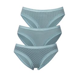 Lascana Damen Lascana Bikinislip 3er-Pack, Loungetop und Unterziehtop in einem aus Baumwolle mit Spitze gr&uuml;n 36/38