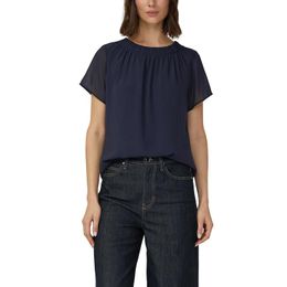 s.Oliver BLACK LABEL Damen s.Oliver BLACK LABEL Kurzarmbluse mir Raffung am Ausschnitt blau 38