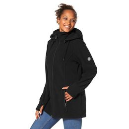 Polarino Damen Fleecejacke &raquo;Gro&szlig;e Gr&ouml;&szlig;en&laquo; mit Kapuze mit Kapuze, h&uuml;ftbedeckende L&auml;nge, bequemer Schnitt, w&auml;rmendes Fleece schwarz 42