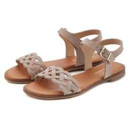 Lascana M&auml;dchen Lascana Sandale &raquo;Sommerschuh&laquo; Sandalette, Sommerschuh aus Leder mit Cut-Outs und weicher Innensohle beige 40