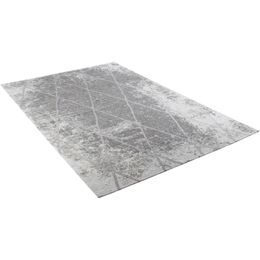 Tom Tailor HOME Teppich &raquo;Fine Lines&laquo; rechteckig 5 mm H&ouml;he Flachgewebe, Rauten Design, ideal im Wohnzimmer & Schlafzimmer silber Wolle B : 50cm 1 Stk.,