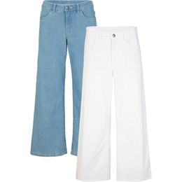 bonprix Damen bonprix Caprijeans &raquo;Capri Jeans Mid Waist, (2er Pack)&laquo; Packung, 2 Stk. lockere Passform, mit Eingrifftaschen, mit Ges&auml;&szlig;taschen blau 38, 