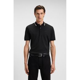 BOSS Herren BOSS Poloshirt &raquo;Penrose 38&laquo; aus Baumwolle mit gestreiftem Kragen, slim fit schwarz 3XL
