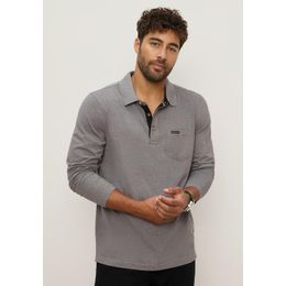 Bruno Banani Herren Langarm-Poloshirt mit Polokragen, melierte Optik S