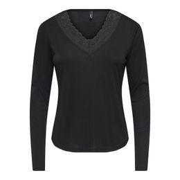 Only Damen Only Langarmshirt &raquo;ONLIDA L/S V NECK LACE TOP CS JRS&laquo; Viskosemischung, regular fit schwarz M