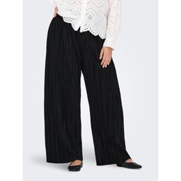 Only Carmakoma Damen Only CARMAKOMA Schlupfhose &raquo;CARRAVENNA PLISSE PANT JRS NOOS&laquo; Sommerhose, mit Plisseefalten schwarz L (50/52), L&auml;nge 32