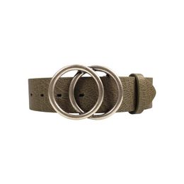 Rettungsring G&uuml;rtel Damen Koppelg&uuml;rtel Rettungsring Veganer G&uuml;rtel &raquo;AppleSkin&laquo; Schlamm 2 Kreise silberfarben braun 100