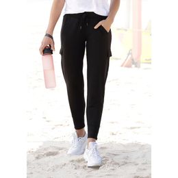 Venice Beach Damen Jogginghose &raquo;aus weichem Sweat&laquo; mit seitlichen Taschen am Bein, Cargohose, Sweathose, Schlupfhose schwarz 40, N-Gr