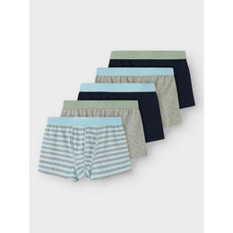 name it Kinder Trunk &raquo;NKMBOXER f&uuml;r Jungen mit Logoschriftzug und weichem Bund&laquo; Packung, 5 Stk. eng, Jersey, aquamarine, angesetztes B&uuml;ndchen blau 110,