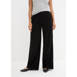 bonprix Damen bonprix Marlene-Hose weit geschnitten, Loose fit Passform, High-Waist-Bequembund schwarz 44, N-Gr