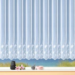 Weckbrodt-Gardinen Gardine &raquo;Florenz&laquo; Kr&auml;uselband 1 Stk. tlg. echte Stickerei, Sabl&egrave;, Bord&uuml;re, Kante, floral, gebl&uuml;mt, Store wei&szlig; Sabl&eacute;, Polyester 145cm, Kr&auml;uselband, 