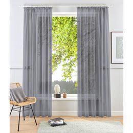 OTTO home Gardine &raquo;XANA&laquo; Kr&auml;uselband 1 Stk. tlg. Bestseller, einfarbig, 1 bzw. 2 Schals, pflegeleicht, Beststeller! grau Voile, Polyester 245cm, 